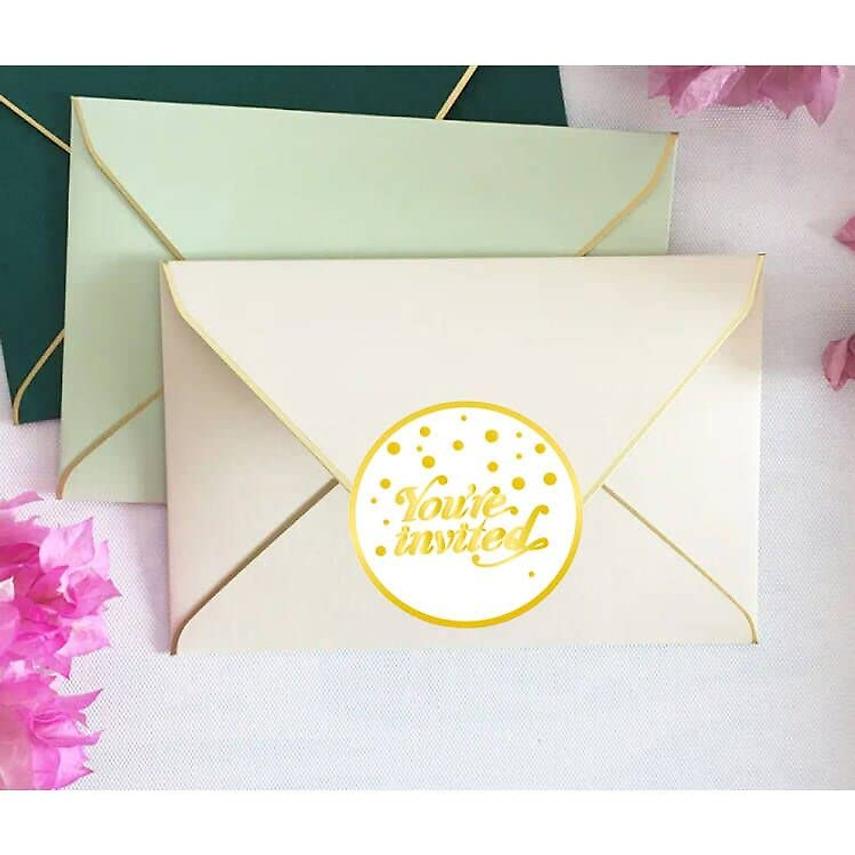 Gold Round You are Invited Stickers,Wedding Stickers for Envelopes,Save The Date Label,2 Inch Invitation Card Envelope Seals,Please Join Us Stickers for Envelopes160 Pcs Per Pack.