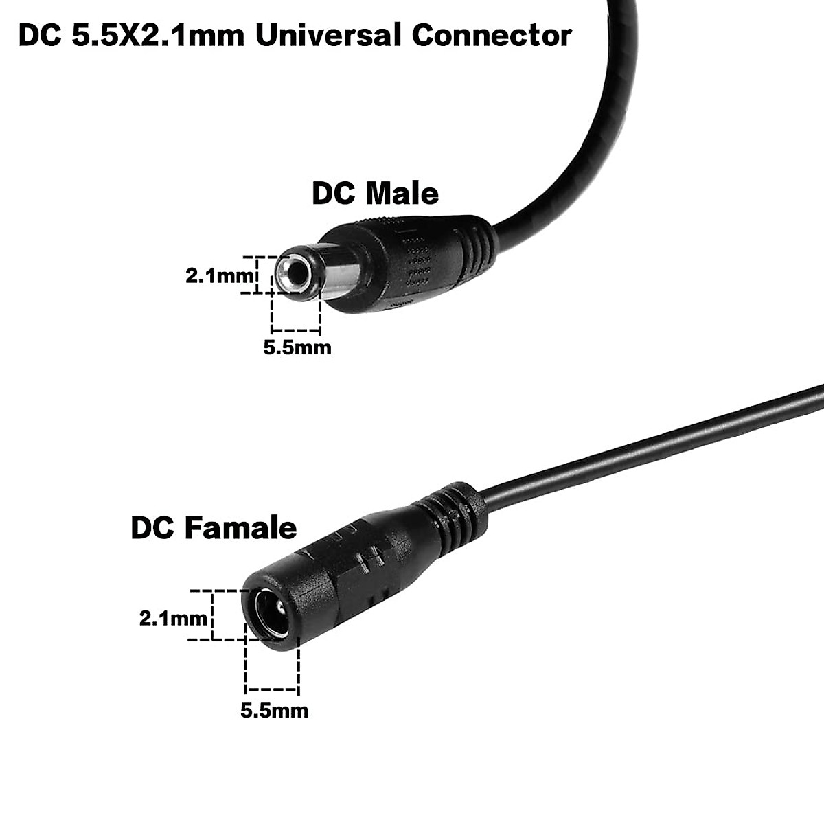 Vanxse 10Meters-33FT Dc 12v CCTV Power Extension Cable 2.1x5.5mm Power Cord for CCTV Security Camera WiFi IP Surveillance Camera NVR Dvr LED Strip Router CCTV Microphone Reverse Backup Camera