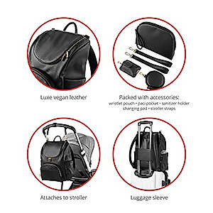 Skip Hop Diaper Bag Backpack: Evermore, Multi-Function Baby Travel Bag 6 in 1, Black