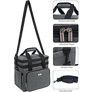 ESMNOAN Lunch Box for Men Women, Double Durable Expandable Leakproof Insulated Lunch Bag, Cooler Bag with Adjustable Shoulder Strap for Work Shift, Travel and Outdoor Picnics, 20L Grey
