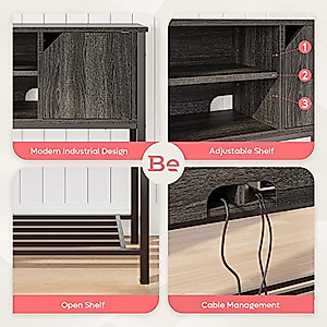 Bestier Coffee Bar with Storage Buffet Cabinet Kitchen Sideboard with Adjustable Shelves Console Table for Kitchen Dinning Room Living Room Hallway Entrance, Gray