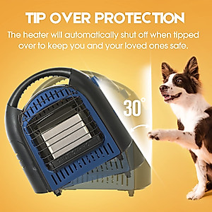 BLUU Propane Heater for Outdoor and Indoor Use 10,000 BTU with Thermostat, Portable Tent Heaters for Camping, Patio, Garage, Tip-Over & Overheat Protection for Safe CSA Compliance (Orange)