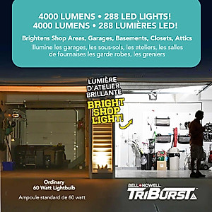 Triburst Shoplight 360 LED Light Bulb, LED Shop Lights, Garage Light Ceiling LED Work Light - 4000 Lumens, 3 Brightness Modes, Adjustable Triple Panel for Indoor, Bedroom, Living Room As Seen On TV