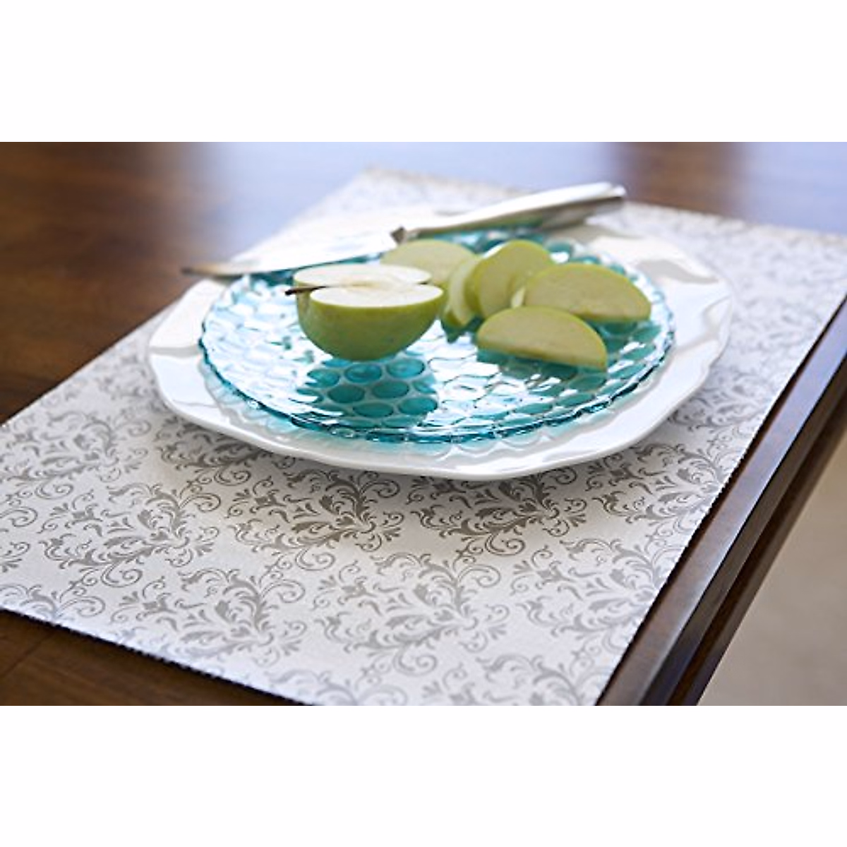 Duck Smooth Top EasyLiner, 12-inch x 10 Feet, Grey Damask