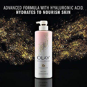 Olay Body Wash Women Cleansing & Nourishing with Hyaluronic Acid & Vitamin B3, 20 fl oz (Pack of 4)