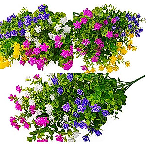 TEMCHY 8 Bundles Artificial Flowers Lifelike No Fade UV Resistant Fake Plastic Flowers Faux Plants for Hanging Planters Outside Porch Window Box Wedding Home Décor - Indoor/Outdoor Use