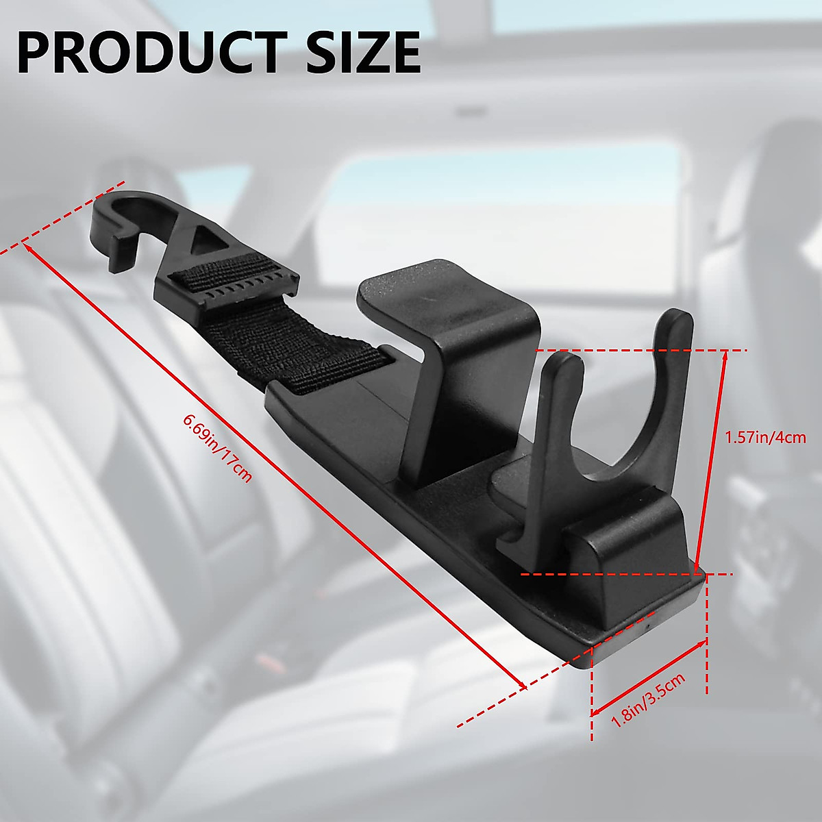 Ouzorp 2Pack Car Seat Headrest Hook, Universal Car Storage Headrest Hanger Holder Hooks Organizer, Durable Backseat Hanger Interior Accessories for Handbag