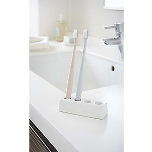 YAMAZAKI home 2612 Yamazaki Home Toothbrush Stand-Holder & Organizer for Bathroom, One Size, White