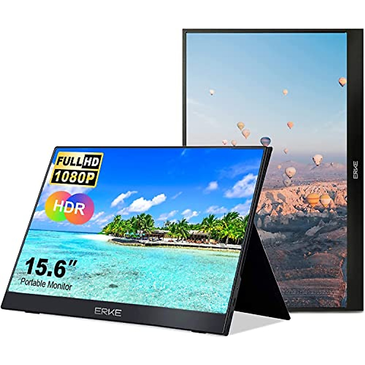 ERKE Portable Monitor USB C Monitor for Laptop 15.6 inch 1080P FHD HDR Computer Second