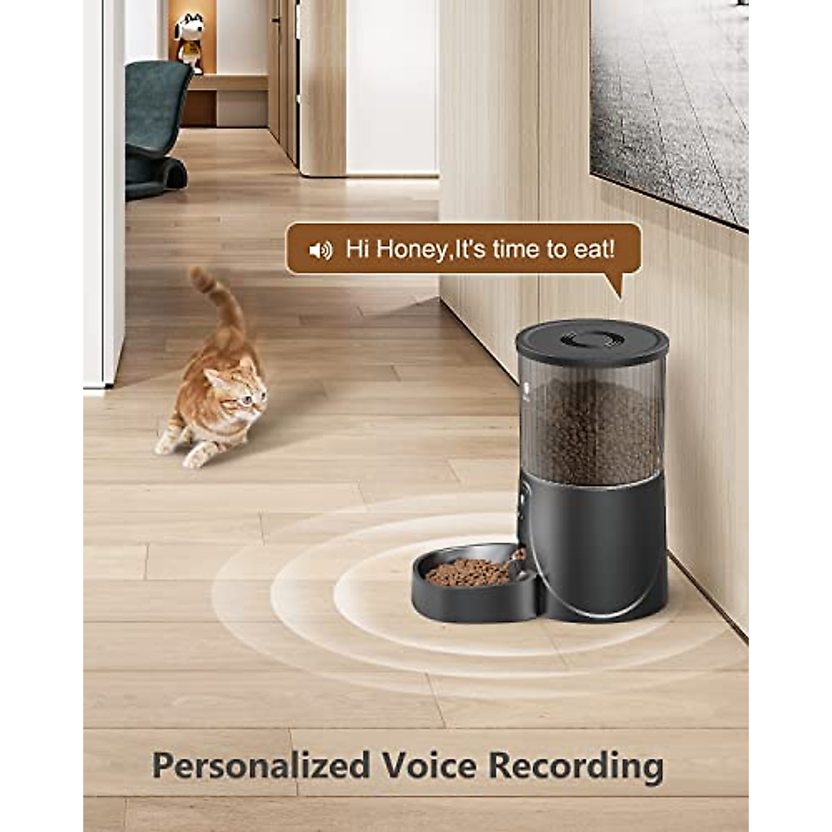 PETULTRA Automatic Cat Feeders, Timed Dog Feeder 4L Programmable Control 1-4 Meals Pet Dry Food Dispenser with Desiccant Bag for Cats and Small Medium Dogs, Dual Power Supply, 10s Voice Recorder