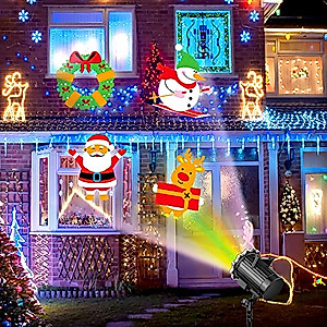 Holiday Projector Lights Outdoor, Holiday Decor Lights, 12 HD Slideshows for Valentines Christmas Holiday Birthday Xmas Party Landscape Decorations