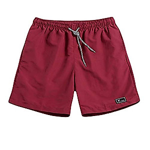 Mens Shorts Pack Men’s Linen Shorts Casual Classic Fit 7" Elastic Waist Summer Beach Shorts with Pockets C1 Wine