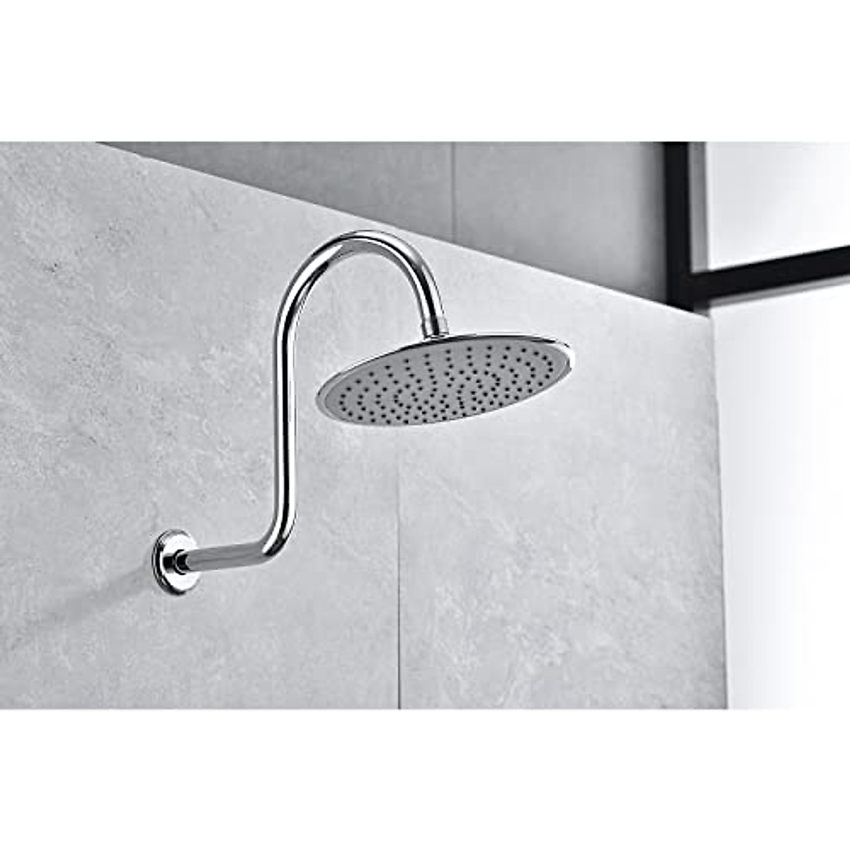 Anpean 13 Inch High Rise S Shape Shower Arm and Flange, Shower Head Extension Arm, Polished Chrome