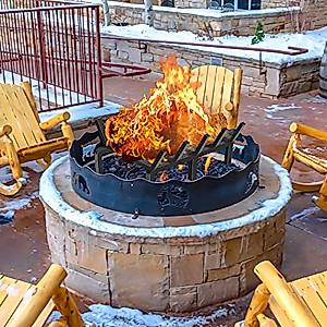 SNOGSWOG 17" Fireplace Grate, 1/2" Solid Steel Firewood Burning Rack, Heavy Duty Fire Grates, Matt Black Fireplace Rack, 5-Bars Fireplace Log Grate Holder