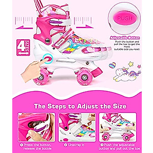 Roller Skates for Girls and Boys,4 Size Adjustable Kids Toddler Roller Skates with Light up Wheels for Toddlers Children Outdoor Indoor