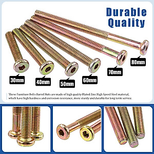 Glarks 253Pcs M6 Baby Bed Crib Screws Hardware Replacement Kit, M6x30/40/50/60/70/80MM Hex Socket Cap Screws with Nuts Washers and Tools for Chair Table Cabinets Furniture