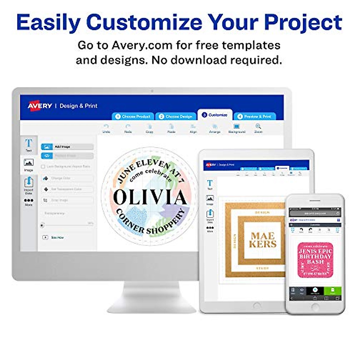 Avery Name Badge Inserts, Print or Write, 2-1/4 Inch x 3-1/2 Inch, 400 Card Stock Refills (5390), White