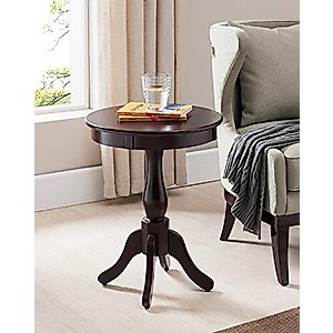 Kings Brand Furniture Cherry Finish Wood Round Pedestal Side Accent Table