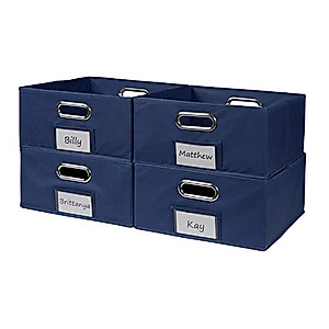Niche Cubo Set of 4 Half-Size Foldable Fabric Storage Bins- Blue