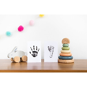 Pearhead Newborn Baby Handprint or Footprint Clean-Touch Ink Pad Kit, Baby Print, Newborn Keepsake, Black