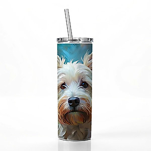 West Highland White Terrier Westie Dog Expressionism Art Skinny Tumbler 20oz with Straw Insulated Water Bottle Gift