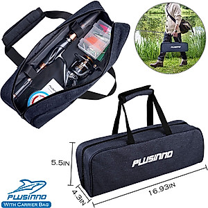 PLUSINNO Telescopic Fishing Rod and Reel Combo, 263 Pcs Fishing Tackle Kit with Tackle Box