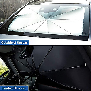 Car Windshield Sun Shade Umbrella - Foldable Car Umbrella Sunshade Cover UV Block Car Front Window (Heat Insulation Protection) for Auto Windshield Covers Trucks Cars (Large)