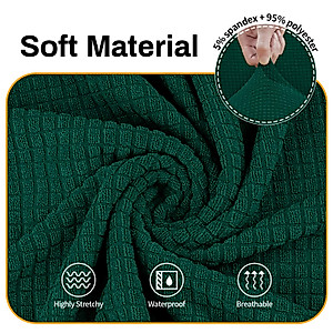 Asnomy Couch Covers for 3 Cushion Couch Stretch Sofa Covers Slipcovers, Pet Protector Furniture Covers for Dogs Cats Spandex Jacquard Fabric Small Checks （Large，Blackish Green）