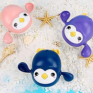 Baby Bath Toys, Wind up Penguin Bathtub Toys, Toddlers Swimming Floating Playing Set in Bathroom Beach Pool, Colourful Water Playset Gifts for Boys and Girls (4 Packs)