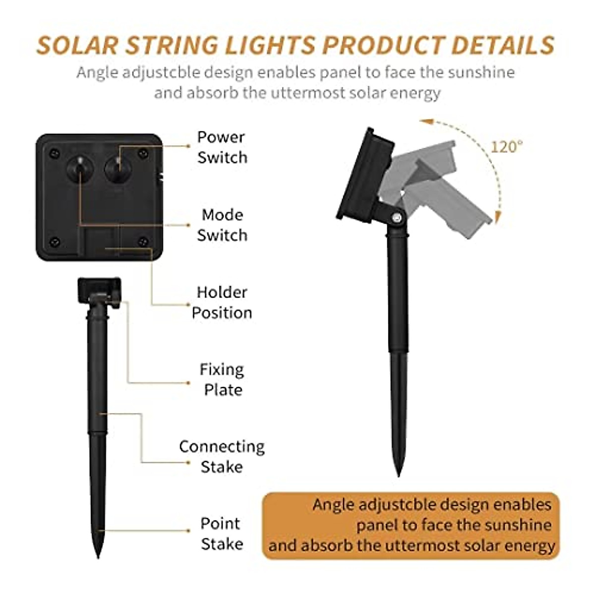 Solar String Lights Outdoor 2 Pack 100 LED 33ft IP65 Waterproof Solar Fairy Lights, 8 Modes Solar Powered String Lights for Porch Balcony Garden Patio Wedding Party Christmas Decoration (Warm White)