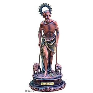 San Lazaro Statue 13" Inch Saint Lazarus Saint Religious Figure Copper Color