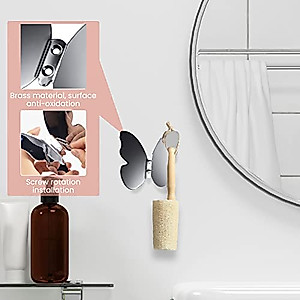 NUANNUAN Grey Creative Butterfly Coat Hook Wall Mounted Hanging Brass Decoration Porch Rack, Home Purses Clothes Hoodies Bath Towel Hangers for Bedroom Bathroom Office Closet Wardrobe Cupboard