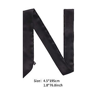 3 Pcs Scarf Skinny for Women Satin Scarf Belts Sash Necktie Neck Scarf Choker Solid Color Narrow Scarf (Black, White, Grey)