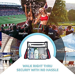 WEIMZC Clear Crossbody Bag Stadium Approved, Adjustable Shoulder Strap Clear Purse Bag for Concerts Sports Events Festivals(Color2)