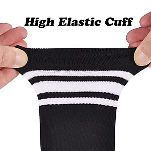 hakugoo Kids Soccer Socks Toddler Striped Knee High Socks 6 Pairs School Uniform Socks Cotton Sports Socks for Boys Girls (Assorted, 5-7 Years)