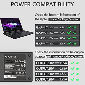 230W AC Adapter Charger for Lenovo Legion 5 Charger,Lenovo Legion 7 5P C7 S7 Y540 Y545 Y740 Y730 Y900 Y910 Y920 Y7000 Thinkpad P1 P73 P53 P72 P52 P71 P51 P70 Laptop Power Adapter Supply