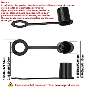 SolForis 2 Long Straws with 5 Lids for Hockey Water Bottles 32oz, Plastic Accessories for Football Lacrosse Gym Sport Squeezable Bottle for 0.358in Diameter Straws (2 Straws+5 Caps)
