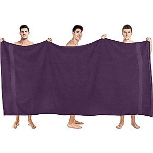 Utopia Towels Bundle Pack of 600 GSM Bath Sheet Set (2-Pack) and Banded Bath Mats (2-Pack) – 100% Ring-Spun Cotton – Highly Absorbent – Soft & Luxurious – Plum