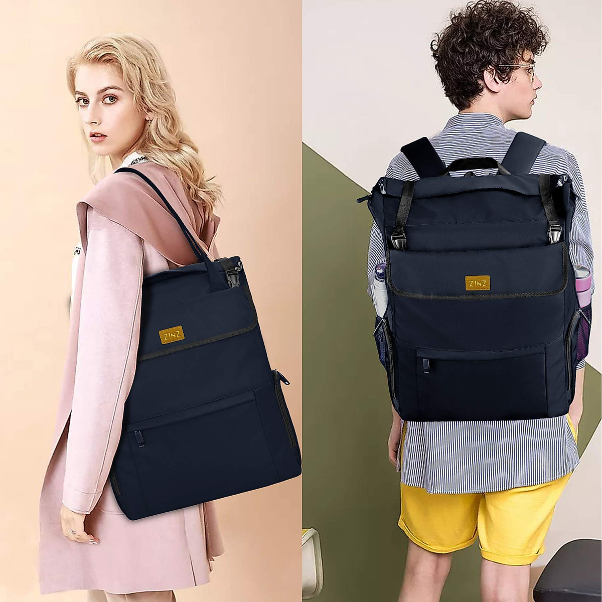 ZINZ Slim & Expandable 17 17.3 Inch Laptop Backpack Shoulder Casual Bag, Large Capacity Water-Repellent Multipurpose Notebooks Bag, College School Bookbag Gifts for Men & Women,(12.5L-32L) Blue