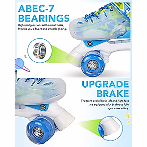 M-GRO Adjustable Skates for Kids, 8-Wheeled Skates for Kids,rollerskates Girl and Boys，Adjustable Size Suitable for Indoor and Outdoor use