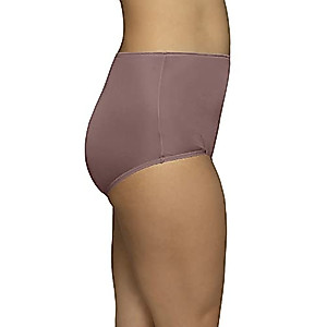 Vanity Fair Women's Perfectly Yours Traditional Nylon Brief Panties, 3 Pack-Maroon/Chocolate/Quartz, 11