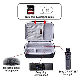 XANAD Hard Case for Sony ZV-1/Sony ZV-1F Camera with Vlogger Accessory Kit Tripod (GP-VPT2 BT) and Microphone - Travel Protective Carrying Storage Bag