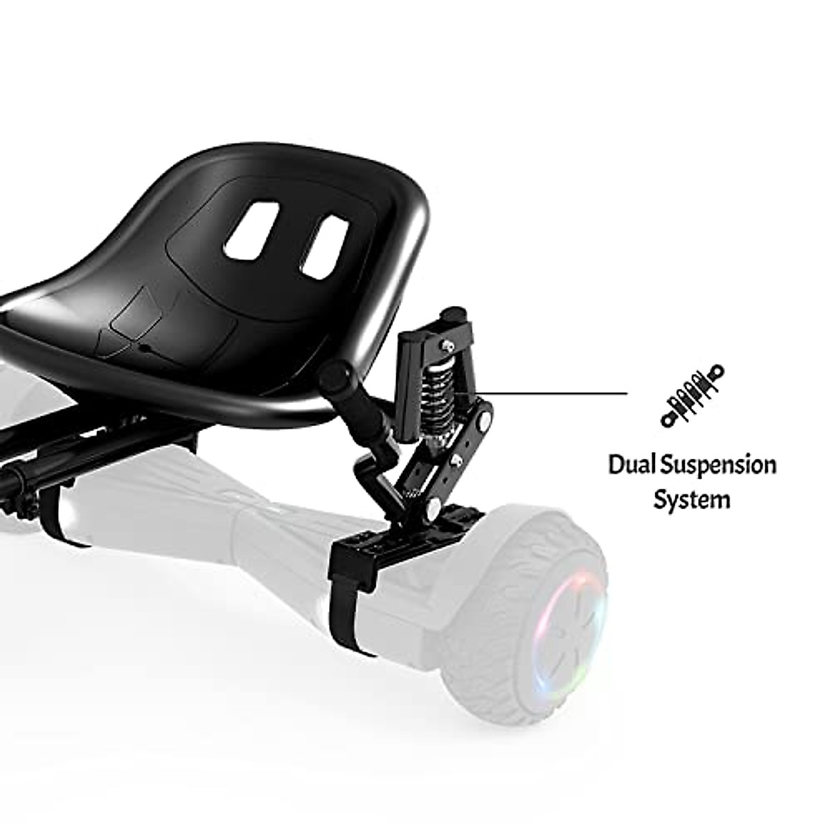 Jetson JetKart 2.0 Universal Hoverboard Attachment, 6" Tire, Bucket Seat, Adjustable Footrest Accommodates Most Heights, Ages 12+, Black, JKAR20-BK