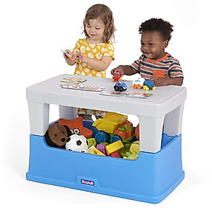 Simplay3 Play Around Toy Box Table – Multipurpose Kids Toy Box and Toddler Play Table for Toys, Art Supplies, Crafts – Durable, Plastic Large Toy Box, Made in USA