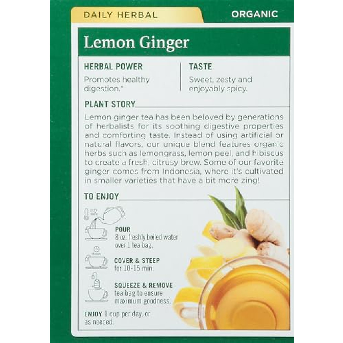 Traditional Medicinals Tea, Organic Lemon Ginger, Promotes Healthy Digestion, 16 Tea Bags