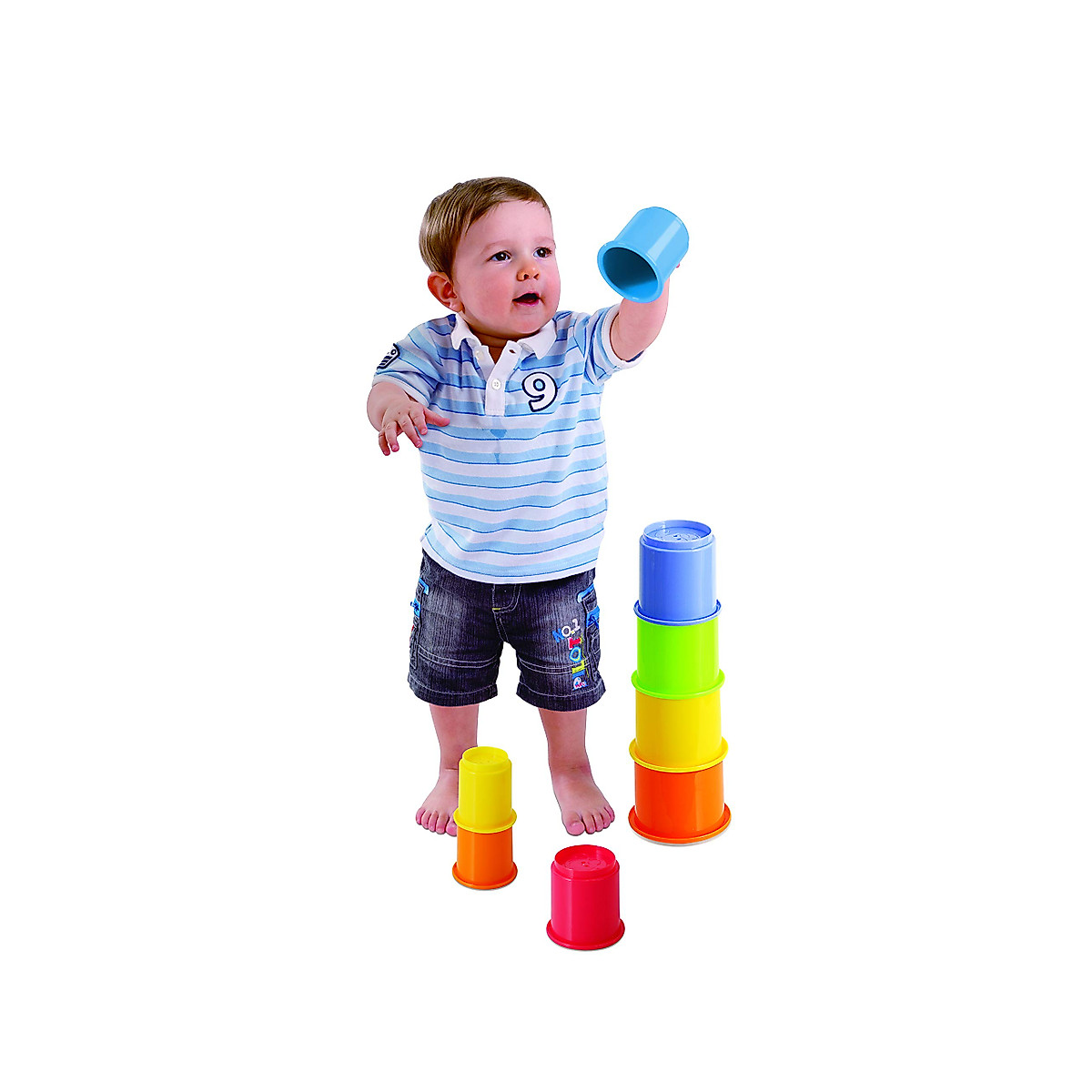 Play My First Year Rainbow Stacking Cups Baby Toys Educational Toddler Toys Top Blocks Game Kit BPA Free Toys for 1 2 3 4-5 Year Old Girls Boys, Black (2396)