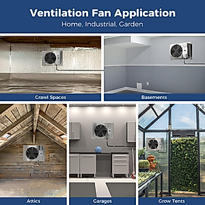 ALORAIR 780CFM Crawlspace Ventilation Fan with Humidistat, IP55 Rated Basement Stainless Steel Exhaust Fan, Built-In Isolation Net 9.13 Inch Foundation Vent Fan for Crawl Space,Garage,Attic,Grow Tent