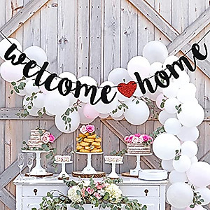 Welcome Home Banner Welcome Back Party Decorations for Military Marines Black Glitter Welcome Home Banners for Patriots Welcome Home Elder Family Party Supplies