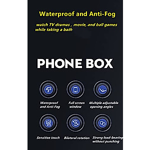 Profitsrollin Waterproof Shower Phone Holder,360° Rotation Shower Phone Case, Anti-Fog High Sensitivity Cover Mount Box for Bathroom Wall Mirror Bathtub Kitchen, Universal Phones Under 7 inch (White)