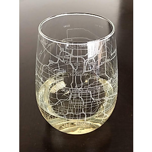 Stemless 17oz Wine Glass Urban City Map Kansas City Missouri